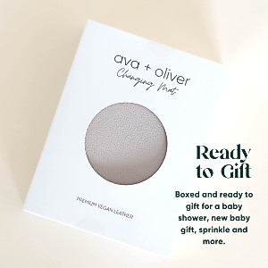 Ava + Oliver Vegan Leather Baby Changing Mat (16 X 30 in) - Multipurpose Wipeable and Portable Diaper Changing Mat - Foldable Travel Changing Mat (Tan Scallop)