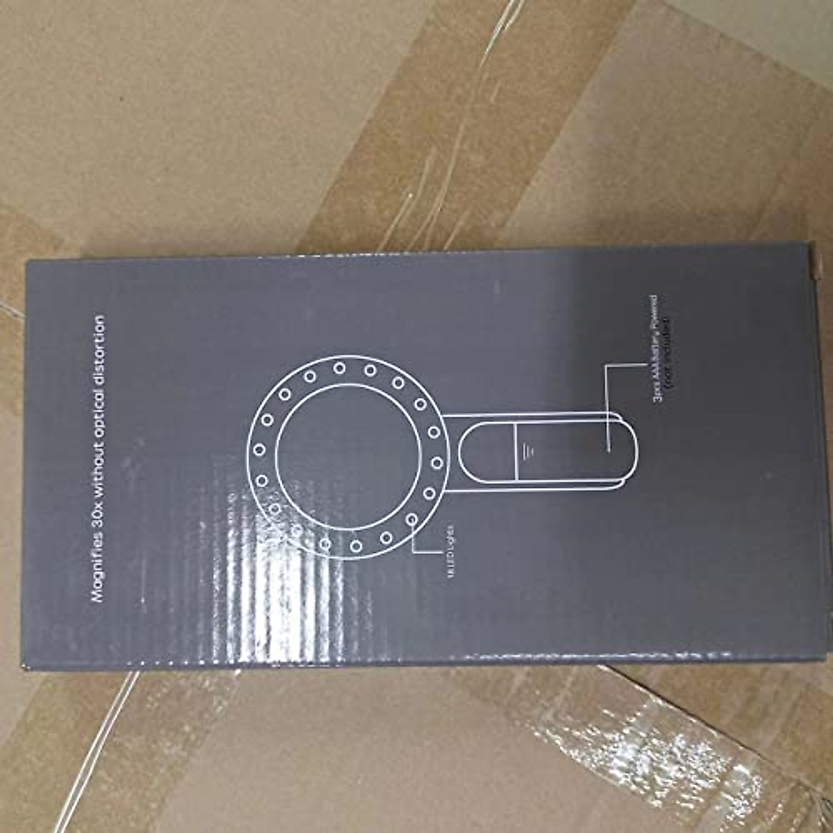 BUSATIA Magnifying Glass 30X, 18LED Handheld Magnifying Glass with Light, 4in Large Glass Magnifier with 3 Modes, Illuminated Magnifying Glass for Reading, Hobbies - with a Lens Cloth(Black)