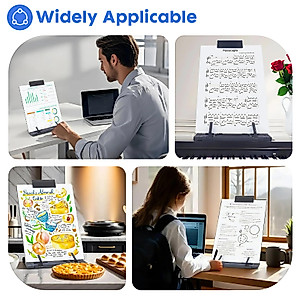 Black Metal Desktop Document Book Holder with 7 Adjustable Positions (Black)