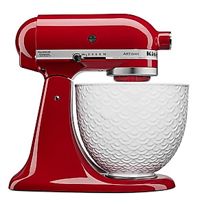 KitchenAid 5 Quart Ceramic Bowl for all KitchenAid 4.5-5 Quart Tilt-Head Stand Mixers KSM2CB5TWM, White Mermaid lace