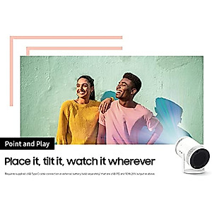 SAMSUNG 30”- 100” The Freestyle FHD HDR Smart Portable Projector for Indoor and Outdoor Home Theater with Premium 360 Sound Alexa Built-in with an Additional 1 Year Coverage by Epic Protect (2022)