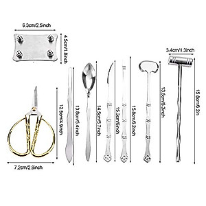Crab Tool, 8Pcs Crab Leg Crackers and Tools Stainless Steel Nut Lobster Cracker Opener Set Seafood Claw Tool Set Hammer Spoon Shaving Scissors Axe Fork Tweezers Little Chopping Block with Package Box