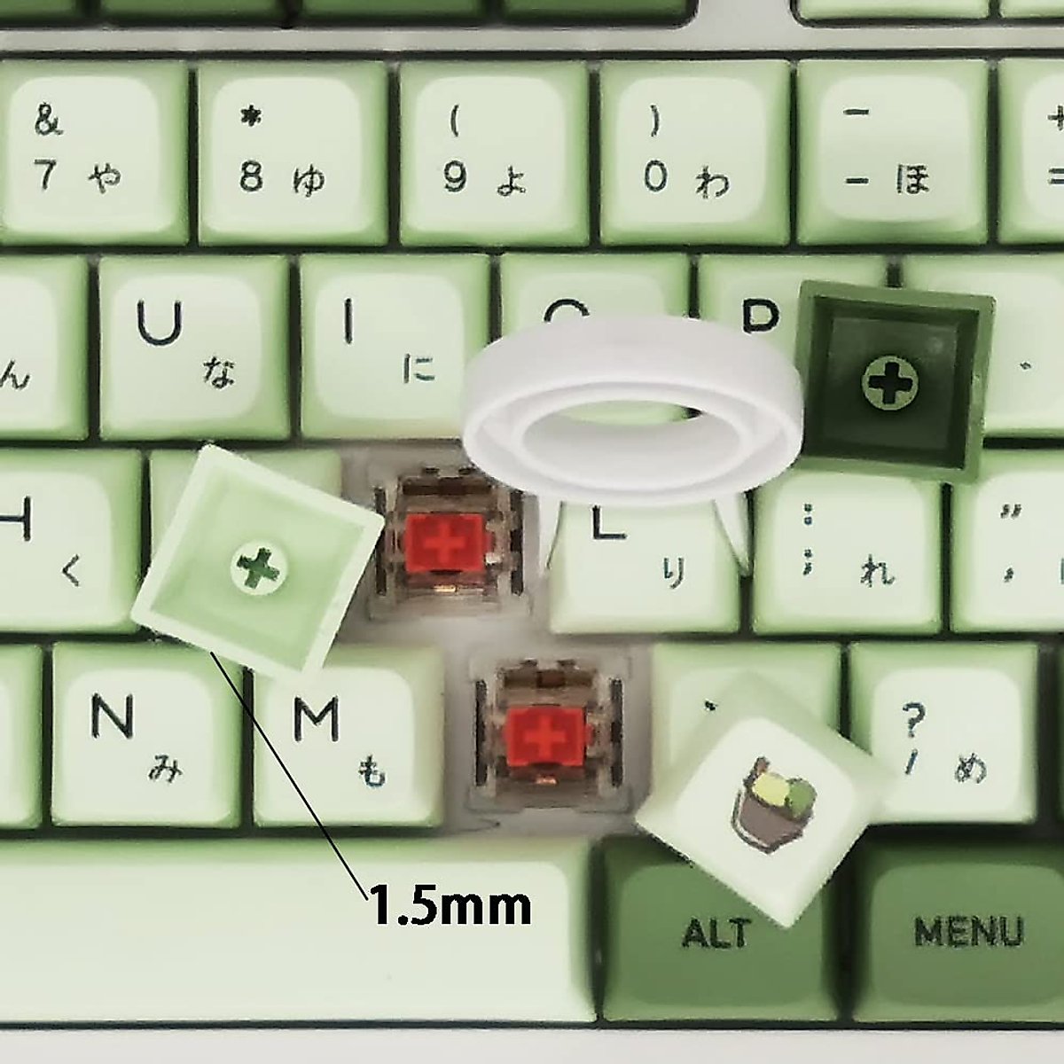 PBT 124 Keys XDA Profile Dye-Sub Matcha Keycaps，ANSI Layout Keycap Suitable for 61/64/87/104/108 Mechanical Gaming Keyboard(Keycaps only)