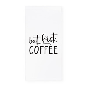 The Cotton & Canvas Co. But First, Coffee Soft and Absorbent Kitchen Tea Towel, Flour Sack Towel and Dish Cloth