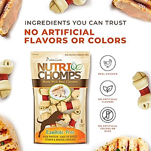 NutriChomps Dog Chews, 2.5-inch Knots, Easy to Digest, Long Lasting, Rawhide-Free Dog Treats, 8 Count, Real Chicken flavor