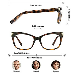 ZENNI Blue Light Blocking Reading Glasses for Women Stylish Cat-Eye Frame smaller lenses Tortoiseshell TR90 Light Eyewear +2.50 Magnification