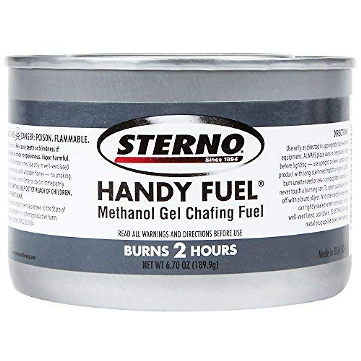 Sterno Products 20102 2 Hour Handy Gel Chafing Fuel 6.7oz, Methanol-6 Packs, Blue