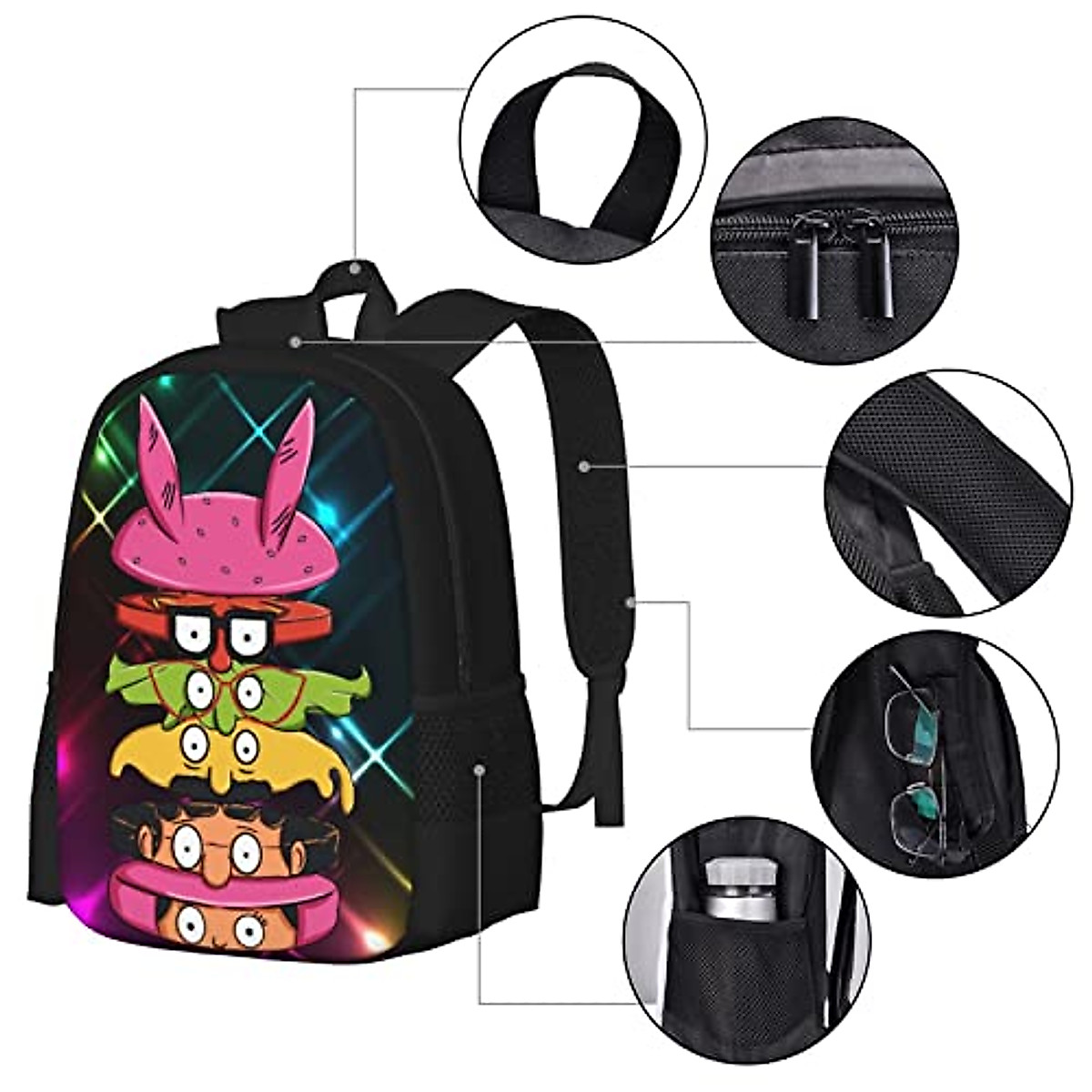Bob's Animated Burgers Student School Bag College Laptop Backpack Travel Rucksack Office Daypack