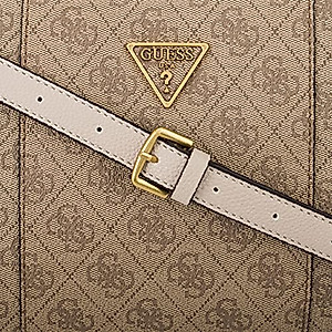 GUESS womens Noelle Double Zip Crossbody, Latte, one size US
