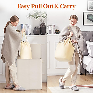 Lifewit 120L Laundry Basket with Lid, Large Double Laundry Hamper 2 Section Dirty Clothes Hamper for Bedroom with 2 Removable Laundry Bags, White