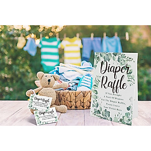 Diaper Raffle Tickets for Baby Shower Sign，Baby Shower Invitations with Diaper Raffle Cards - Baby gender neutral tickets(One 8×11 Sign with 50 Raffle Tickets) - BIG007