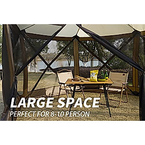 Gardimax Pop Up Instant 12'x12' 6 Sided Gazebo Screen House for Camping 8-10 Person, for Backyard, Camping, Outdoor, Coffee