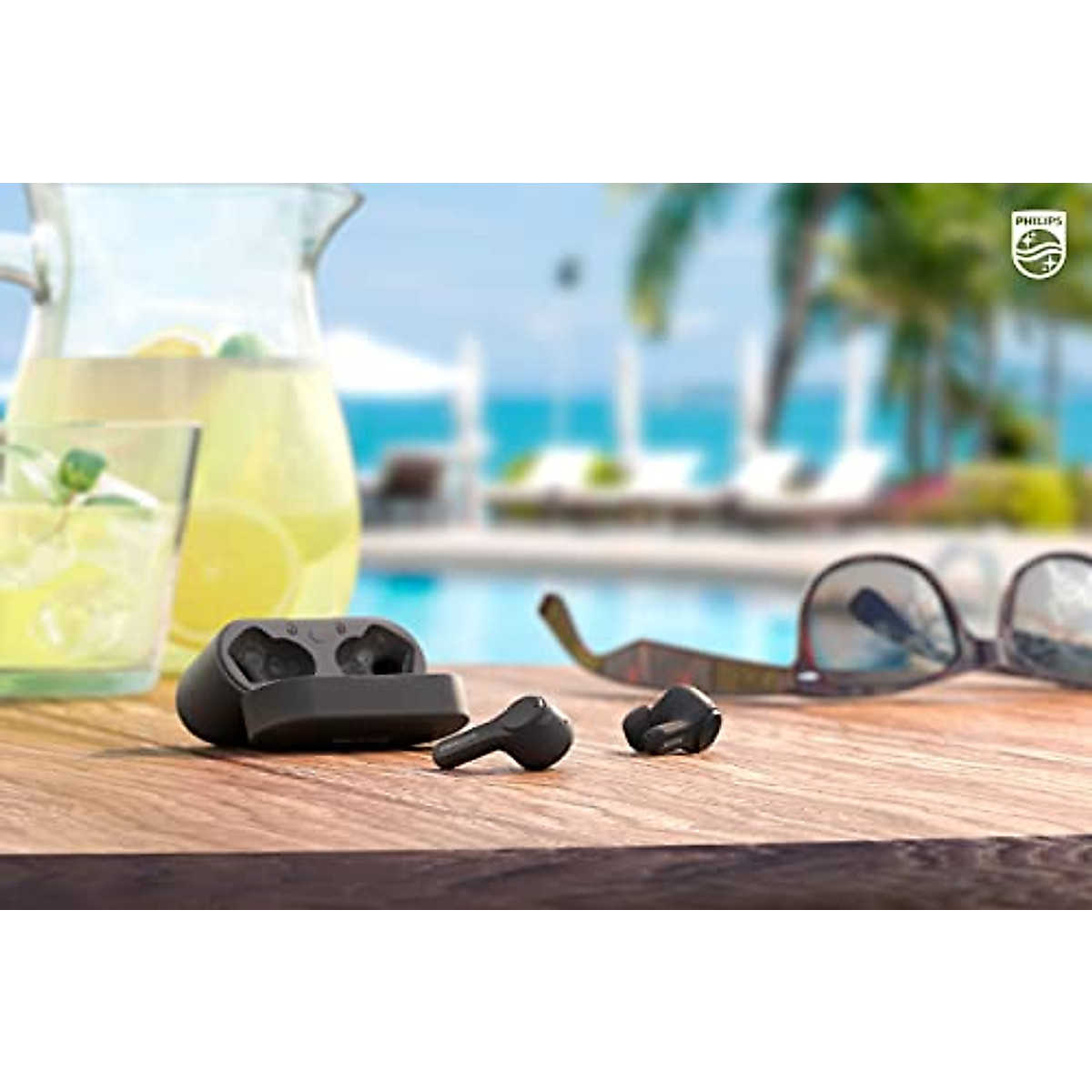 Philips T3217 True Wireless Headphones with Dual-mic Environmental Noise Cancellation for Clear Calls and IPX5 Water Resistance, Black (TAT3217BK/00)