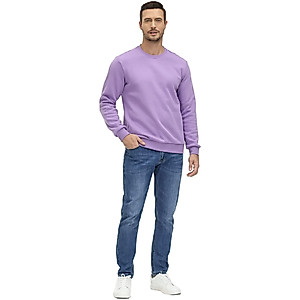 KEFITEVD Men's Sweatshirt Crewneck Athletic Tops Thick Long Sleeve Sweatshirts Heavy Warm Fleece Polar Lined Pullover Shirts for Men Army Green