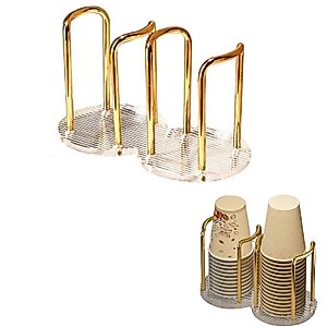 GUEDKIKL Disposable Cup Storage Holder, Acrylic Cup Holder Water Tea Cups Dispenser Rack Shelf with Vertical Stripes Mug Display Stand for Home Office