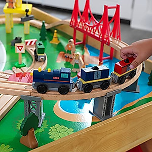 KidKraft 17850 Waterfall Mountain Wooden Train Set & Table with 120 Pieces, 3 Storage Bins