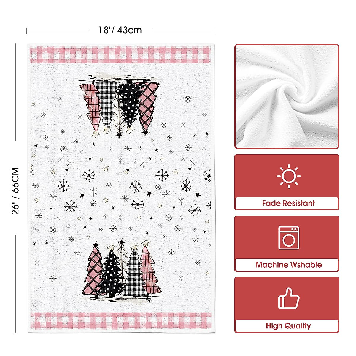 Artoid Mode Xmas Tree Snowman Snow Merry Christmas Kitchen Towels Dish Towels, 18x26 Inch Hello Winter Seasonal Decoration Hand Towels Set of 4