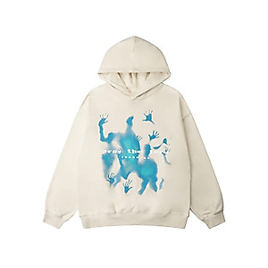 Vamtac Mens Oversize Graphic Hoodie Vintage Y2K Sweatshirt Cotton Fashion Hip Hop Pullover for Men and Women Apricot