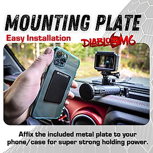 Bulletpoint Mounting Solutions DiabloM6 Magnetic Cell Phone Mount Compatible with iPhone and Android Smartphones - 20mm Attachment Ball - Metal Plate attaches to Device