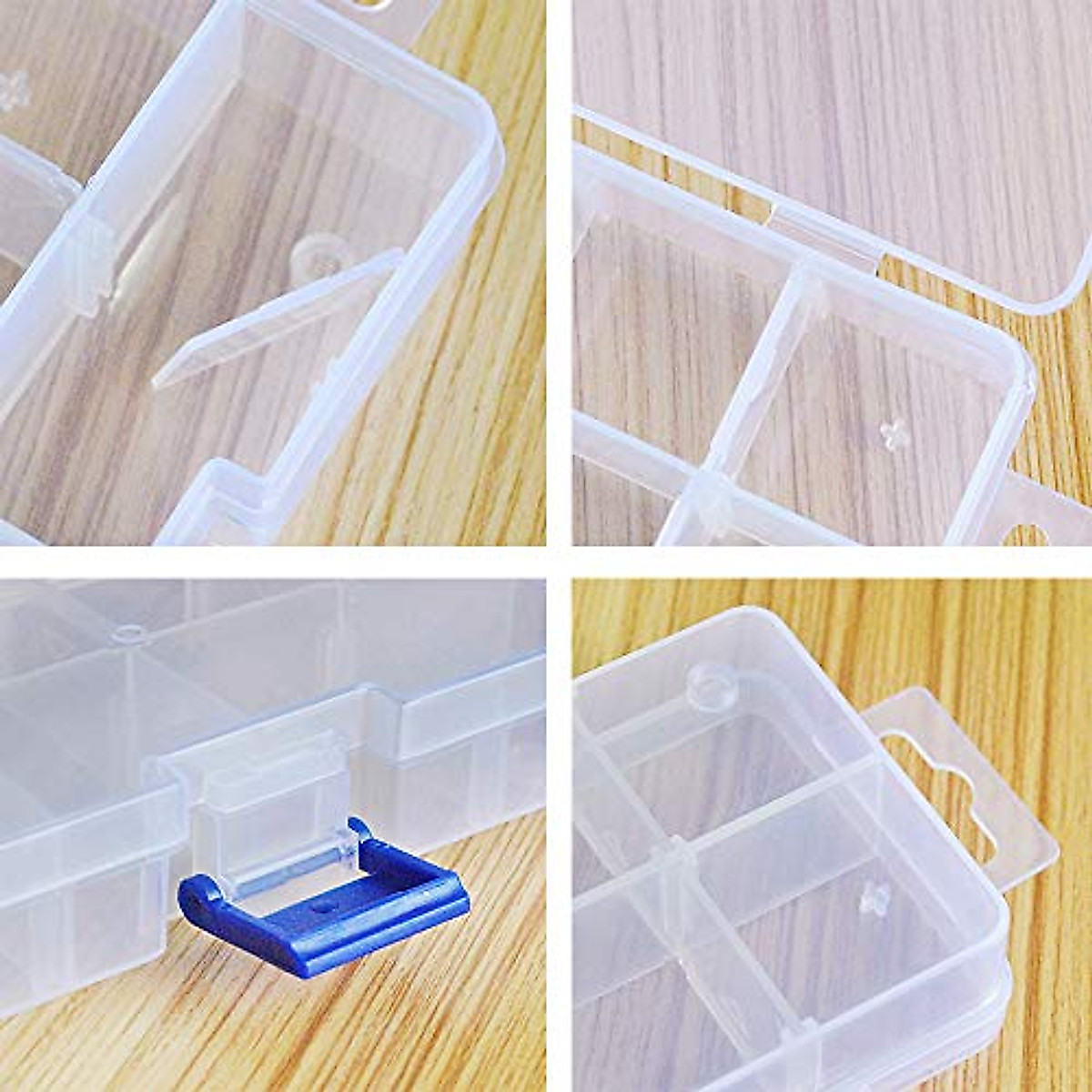 8 Grids Portable Plastic Organizer Container Storage Box,with Adjustable Grid (Thicker 2 pcs)