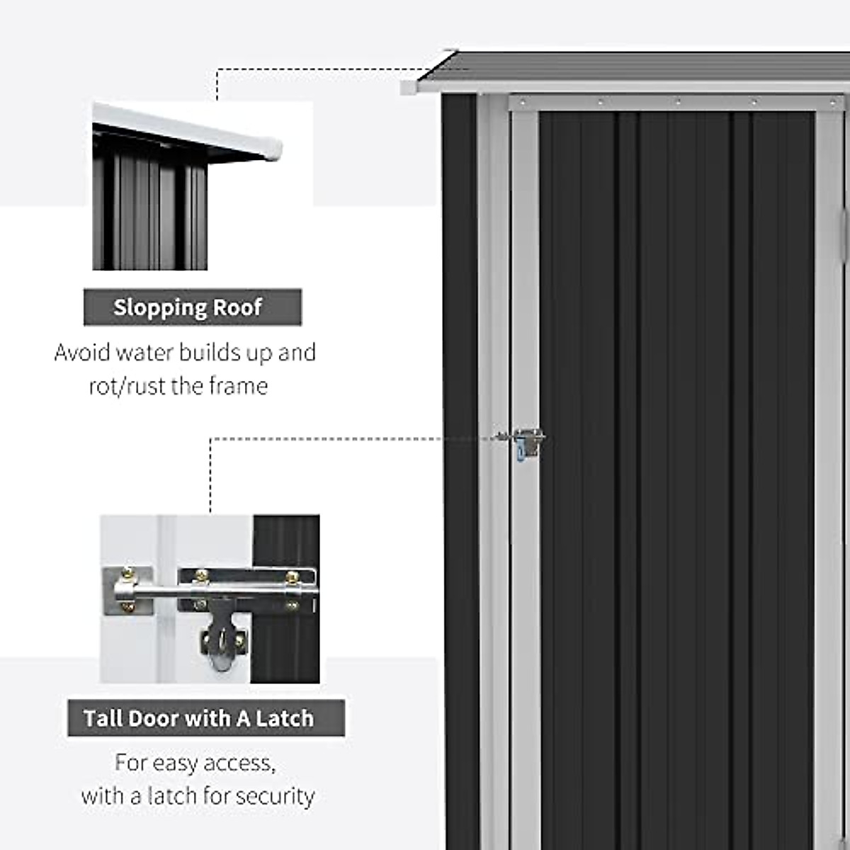 Outsunny 5' x 3' Metal Outdoor Storage Shed, Garden Tool House Cabinet with Lockable Door for Backyard, Patio, Lawn, Garage, Gray