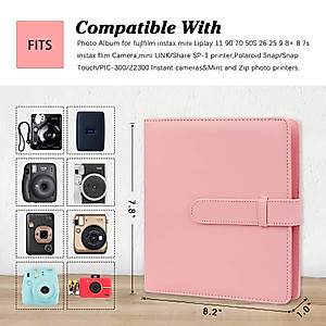 256 Photos Album for Fujifilm Instax Mini Camera/Polaroid 2”x3” Pictures, 2x3 Photo Album Book for Fujifilm Instax Mini 11 12 evo 9 90 70 40 8 Instant Camera & Instax Mini Instant Film (Pink)