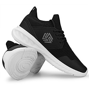 Giniros Womens Slip On Walking Shoes Non Slip Running Shoes Breathable Workout Shoes Lightweight Gym Sneakers Black White Size 8.5