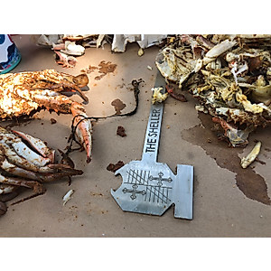 THE SHELLER- The flat, Stainless Steel, mallet/picker/bottle opener : the seafood Multi-tool