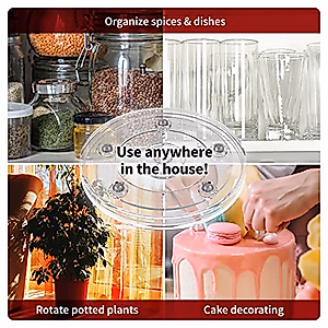 TROOPS BBQ 9” Lazy Susan Turntable Organizer for Table, Kitchen Countertop, Pantry, Cabinet, Spices, Makeup, TV, Rotating Swivel Base Clear Acrylic Plates, 50-lb Load Capacity, 1-Pack