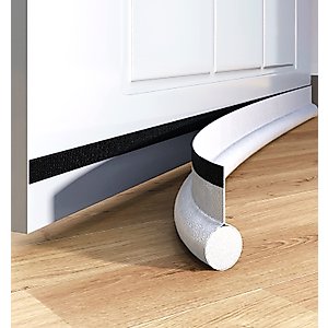 Adjustable Under Door Draft Stopper - 37" White, Blocks Air, Wind, Sound & Light