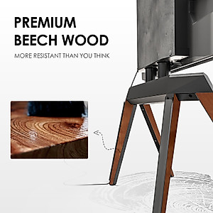 FITUEYES Design Modern TV Stand for 65 70 75 88 inch TV, Floor TV Stand with Cable Management, Easel TV Stand for LCD/LED Flat Curved Screens Wood Iron TV Furniture, Picasso Series