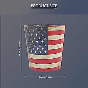Cabilock US American Flag Trash Can Vintage Wastebasket PU Leather Waste Paper Bin Decorative Garbage Can Waste Bucket for Home Office USA Flag Pattern