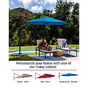 Formosa Covers Replacement Umbrella Canopy for 11ft 8 Rib Supported Bar Cantilever Market Outdoor Patio in Capri Blue Rib Length 64" to 66" Premium Vibrant Olefin Fabric (Canopy Only) (11ft 8 ribs)