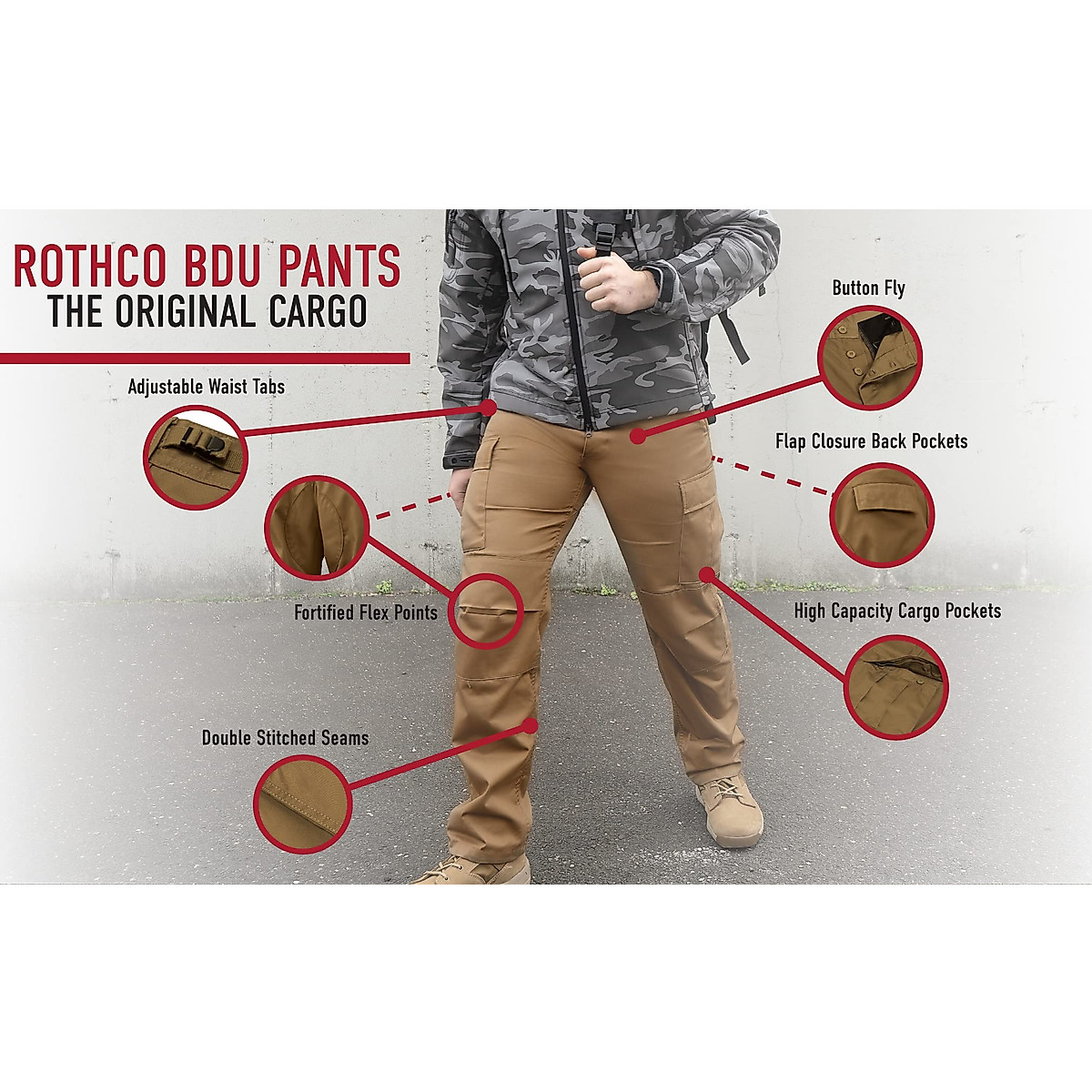 Rothco Digital Camo Tactical BDU Pants (US, Alpha, Large, Regular, Regular, City Digital Camo)