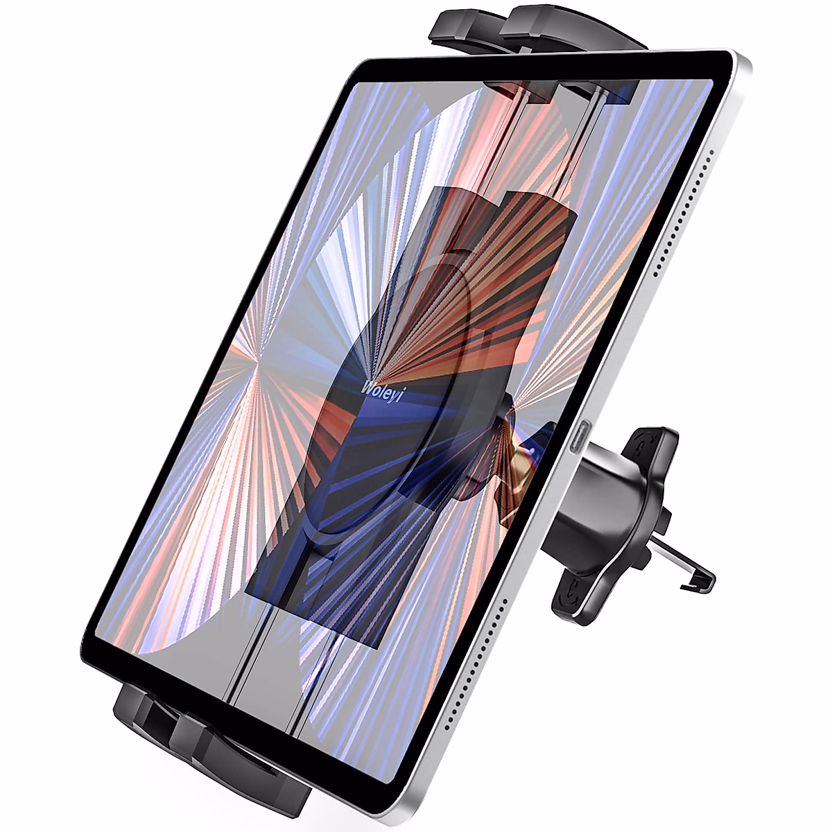 woleyi Car Vent Tablet Mount, Air Vent Clip Tablet Holder for Car with Adjustable Metal Hook Clamp, Compatible with iPad Pro/Air/Mini, Galaxy Tabs/Z Fold, iPhone, More 4.7-13" Cell Phones and Tablets
