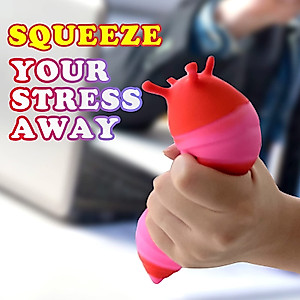 3 Pack Sensory Fidget Slug Toy, Soft Squeeze Slug Toy 3D Fidget Novelty Toy for Kids, CHEROSIN Anti-Anxiety Caterpillar Wiggly Toy for Autistic, Autism, ADHD, Stress Relief Children