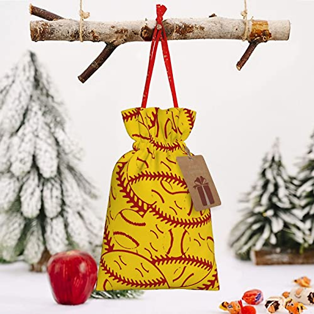 Drawstrings Christmas Gift Bags Baseball-Tennis-Strategy-Pattern Presents Wrapping Bags Xmas Gift Wrapping Sacks Pouches Medium