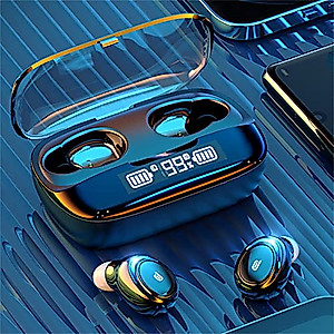 Qiopertar M-U8 Bluetooth 5.0 Headset Wireless Earphones Mini Earbuds Stereo Waterproof Headphones with Microphone in-Ear Deep Bass Sound Earbuds Earphones for Android iOS Sport