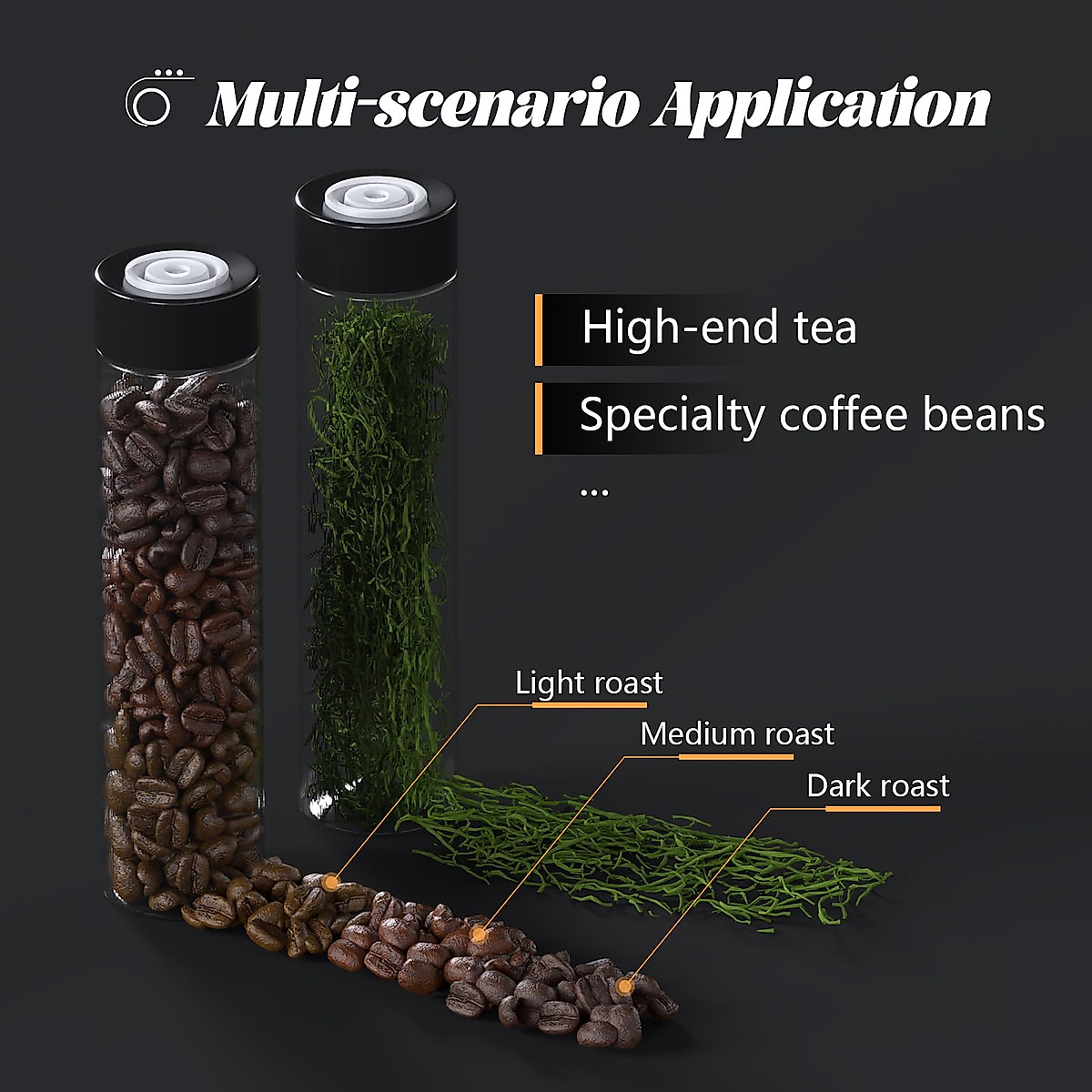 VZONE Coffee Bean Cellar Tubes Single Dose Glass Coffee Container with Hopper 8 Tubes with Exhaust Valve