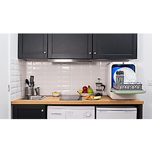 Daan Tech Bob the Mini Dishwasher - Portable Countertop Dishwasher Machine with 1 Gallon Water Tank - Quiet Low Noise, Large Capacity Dish Basket - Easy to Use, 7 Wash Settings