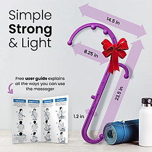 LiBa Back and Neck Massager - Trigger Point Massage Tools for Pain Relief and Self Massage Hook Therapy Handheld Back Neck Shoulder Massager Purple - Gift for Women & Men