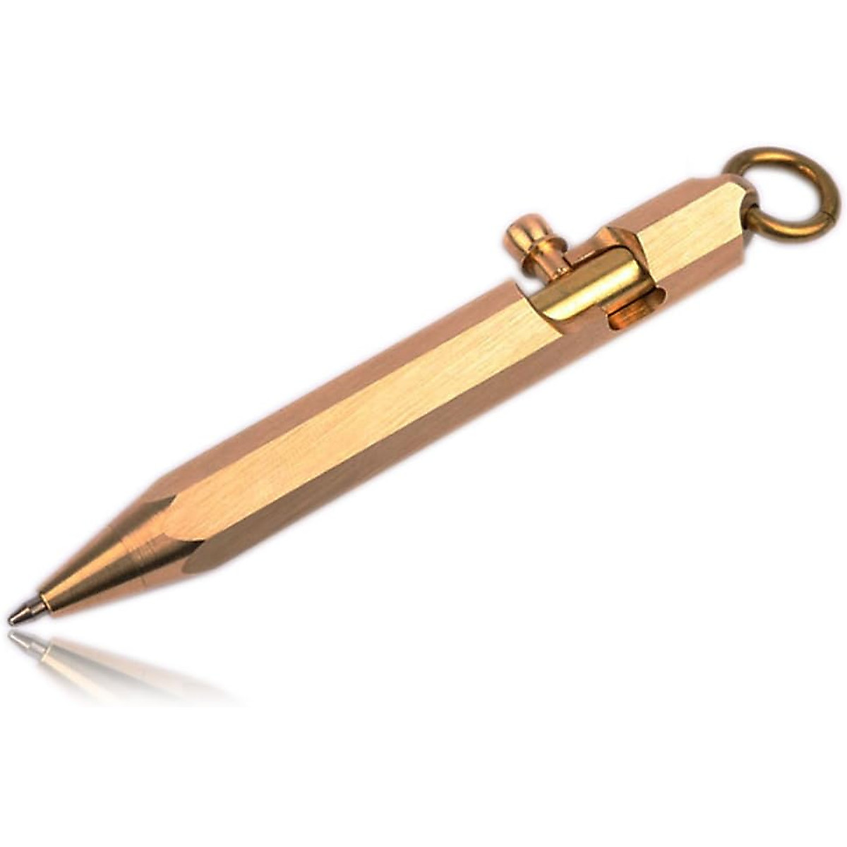 EKLOEN Mini Size Solid Brass Pen, Portable Delicate Signature Pen Six-Edge Ballpoint Pen