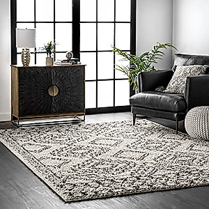 nuLOOM Lacey Moroccan Geometric Shag Area Rug, 4x6, Off-white