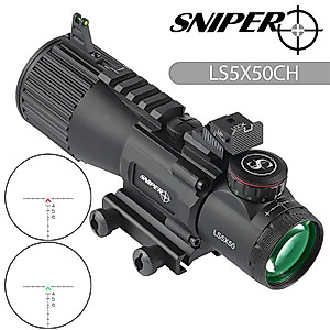 5X50mm Prism Scope GIII LS5X50 with Illuminated Red/Green/Blue Chevron Reticle (Chevron Reticle)