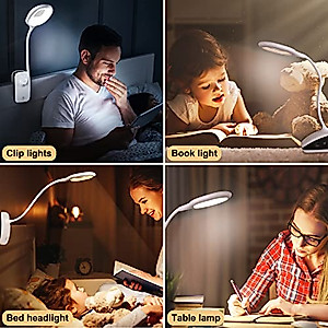 Anpro Clip on Light Reading Light,28 LED USB Desk Lamp USB Rechargeable with 3 Light Modes,Stepless Dimming,360°Flexible Adjusting Hose,Touch Control Desk Light [Energy Class A++] for Bedroom, Office