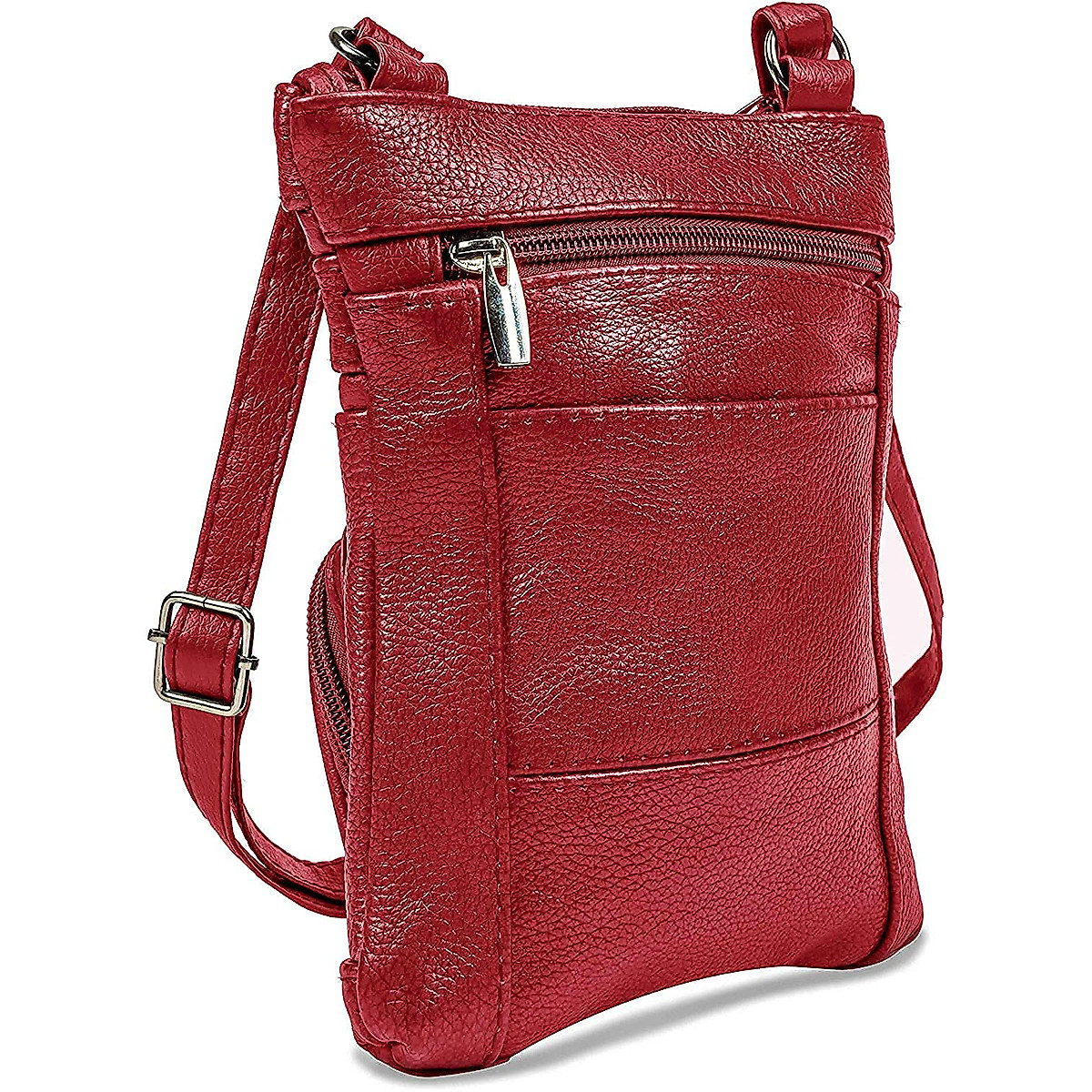 Krediz leather crossbody bags for women, Multi Pocket crossbody purse with Adjustable Strap, Soft & Durable Leather Purse