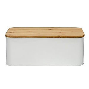 OUTSHINE White Bread Box for Kitchen Countertop, Bread Box with Cutting Board Lid, White Bread Box, Small Bread Box, Bread Bin, Bread Holder for Kitchen Counter