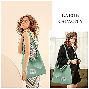 Tote Bag for Women Canvas Cute Tote Bag Aesthetic Hobo Bags for Women for Work Travel Easy to Fold (Bean Green)