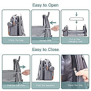 ISMGN Diaper Bag Backpack with Changing Station, Large Diaper Bag, Multifunctional Diaper Bag, Gray