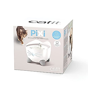 Catit PIXI Drinking Fountain – Cat Water Fountain with Triple Filter and Ergonomic Drinking Options, Stainless Steel